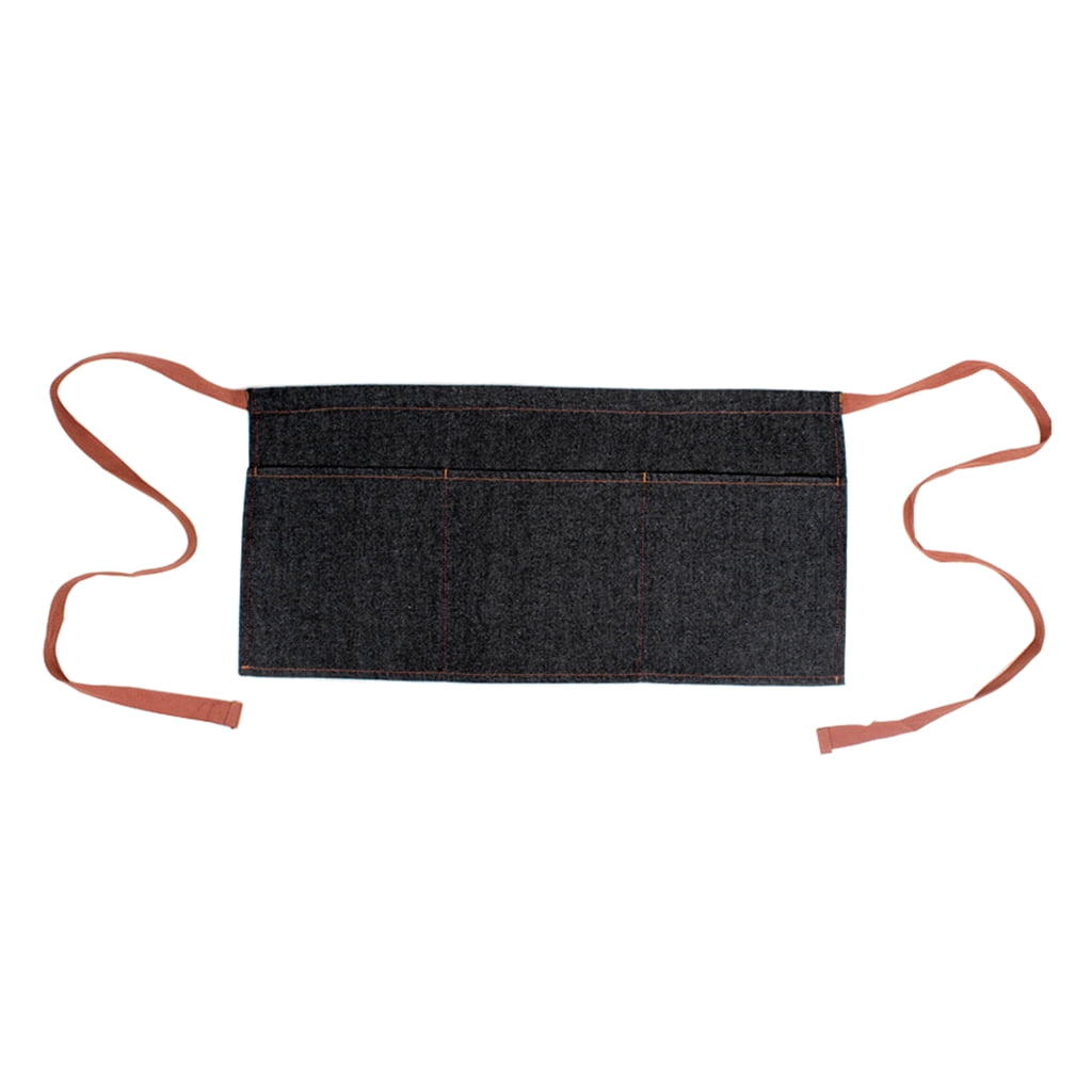 Short Blue Black Cotton Apron For Servers Gardeners Practical Storage ...