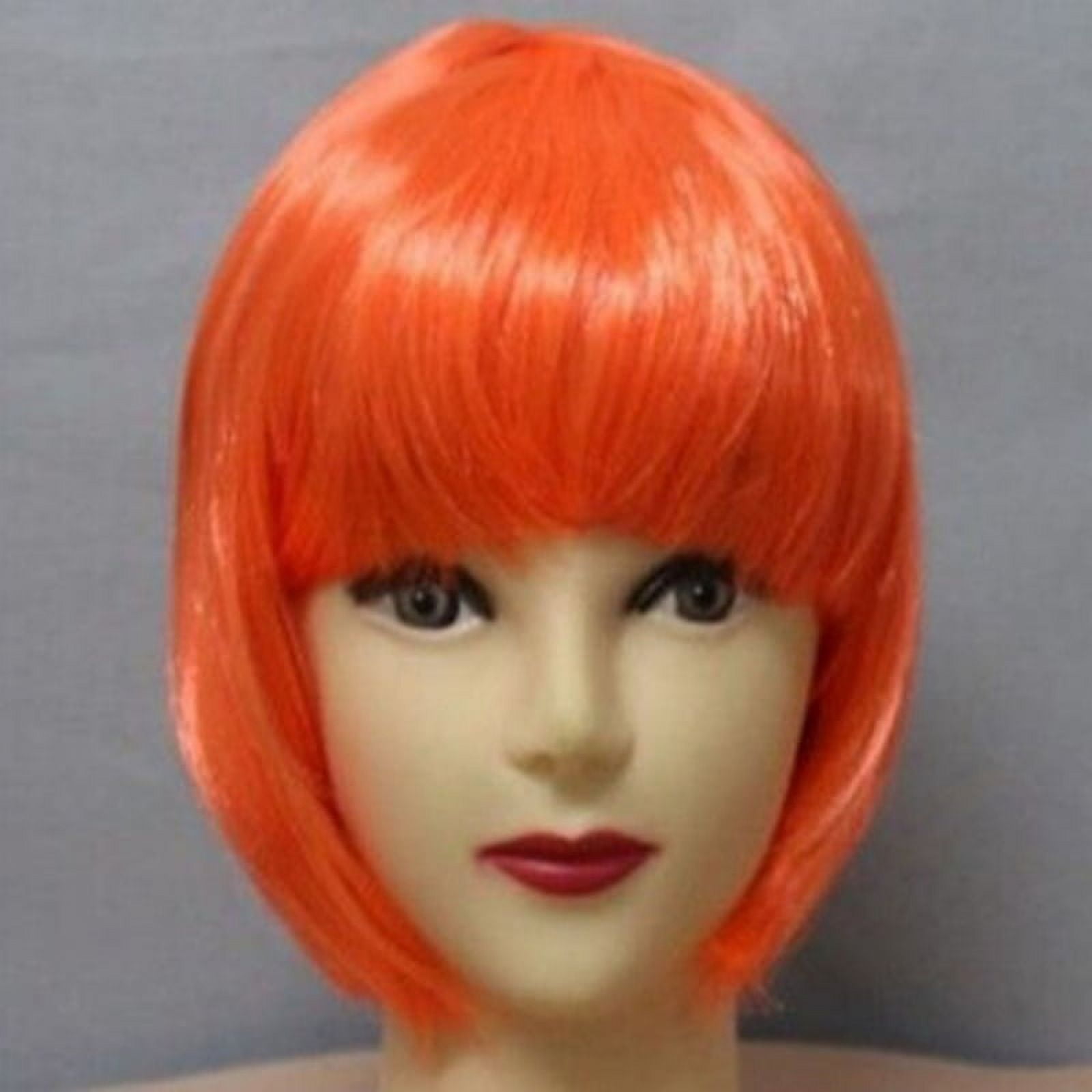 Short Bob Hair Wigs Straight with Flat Bangs Synthetic Colorful Cosplay ...