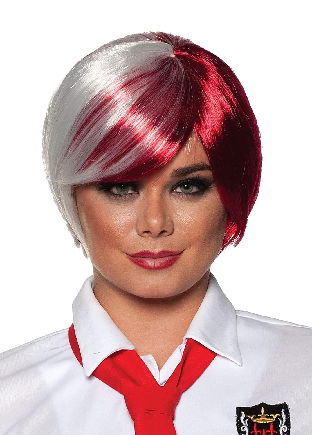 Short Bob One Size Adult Costume Crunchyroll Anime Wig | White & Red ...