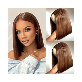 Short Bob Wigs Human Hair with Bangs Straight Bob Wig 8 Inch Full ...
