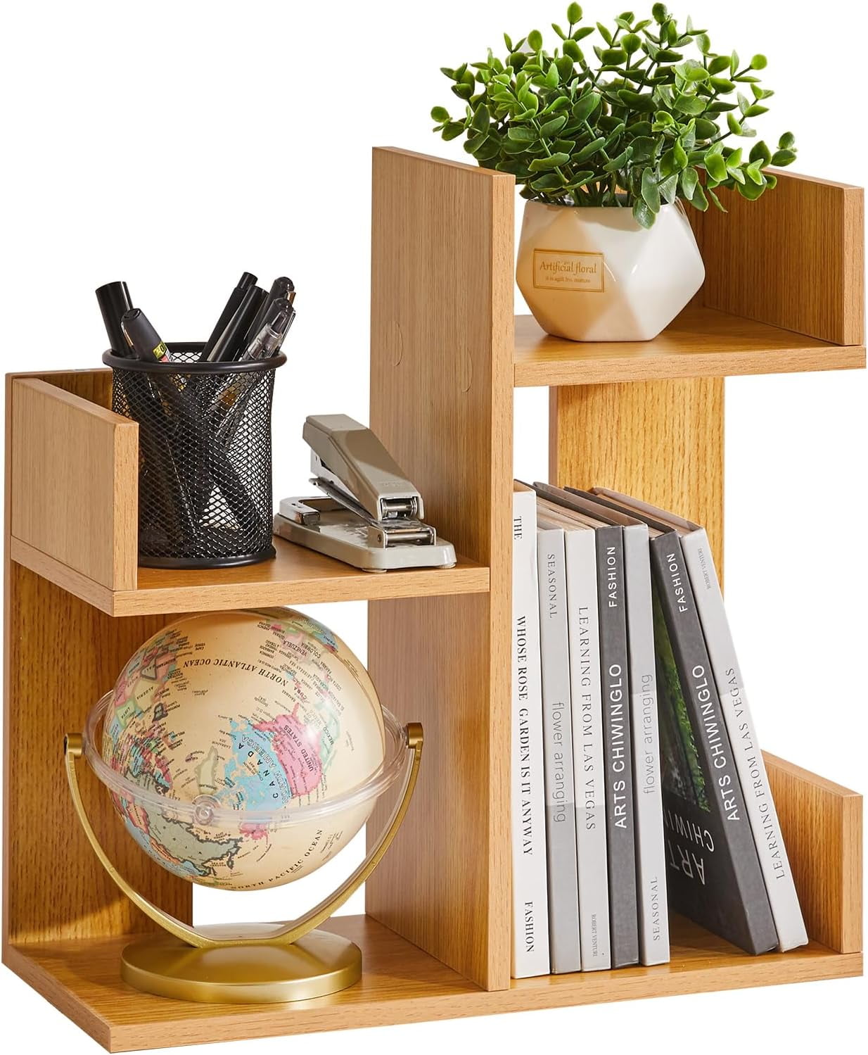 Short Bookshelf Small Desk Organizer, Cactus Bookshelf Unique Bookcase ...