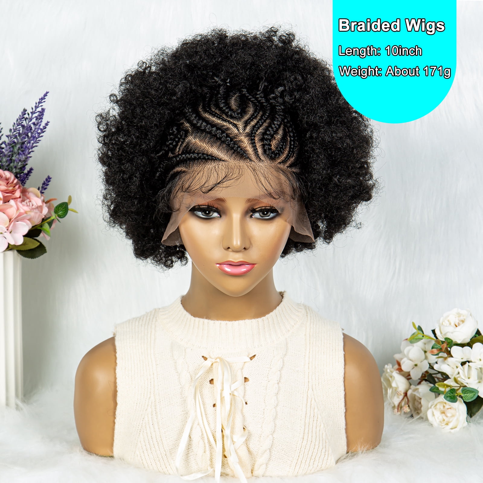 Short Braided Wigs Synthetic Lace Front Knotless Box Braided Wigs for ...
