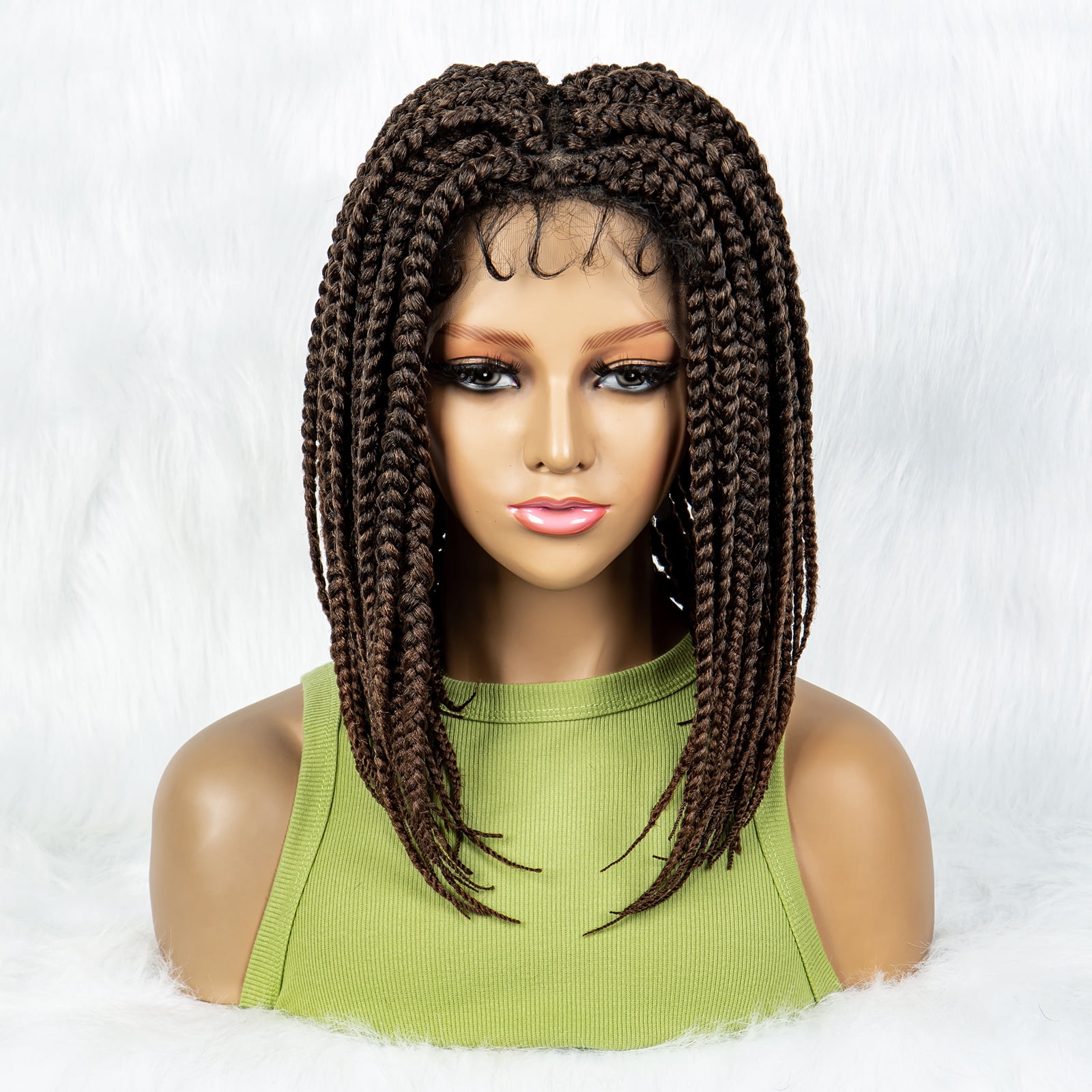Short Braided Wigs for Women Double Full Lace Knotless Box Twist ...
