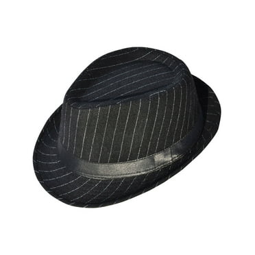 Loftus 1920s Gangster Mob Boss Costume Pinstripe Fedora, Black White ...