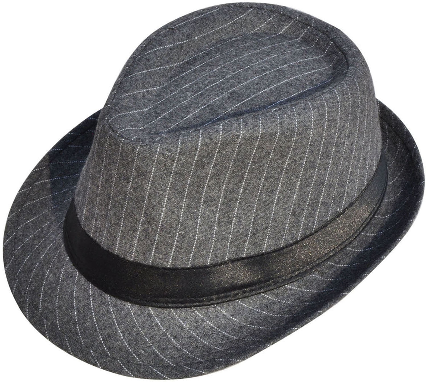Short Brim Teardrop Crown Pinstriped Fedora Hat 3074_Grey - Walmart.com