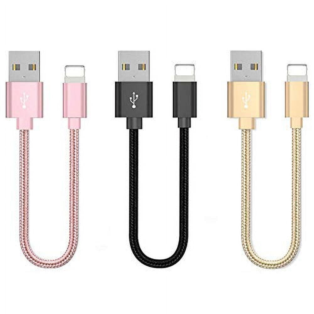 Short Charging Cables [3 Pack 8 INCHES] Fast Charge and Data Sync Nylon ...