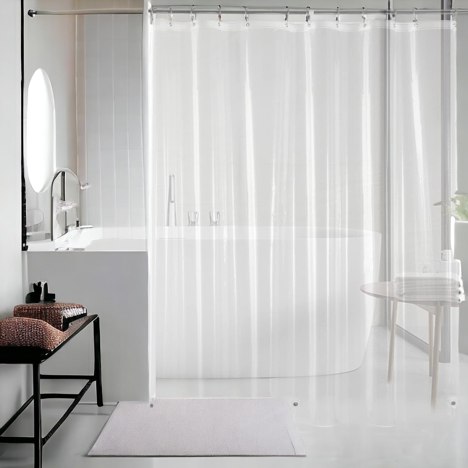 Short Clear Shower Curtain Liner 65 Inch Length Peva Plastic Waterproof ...