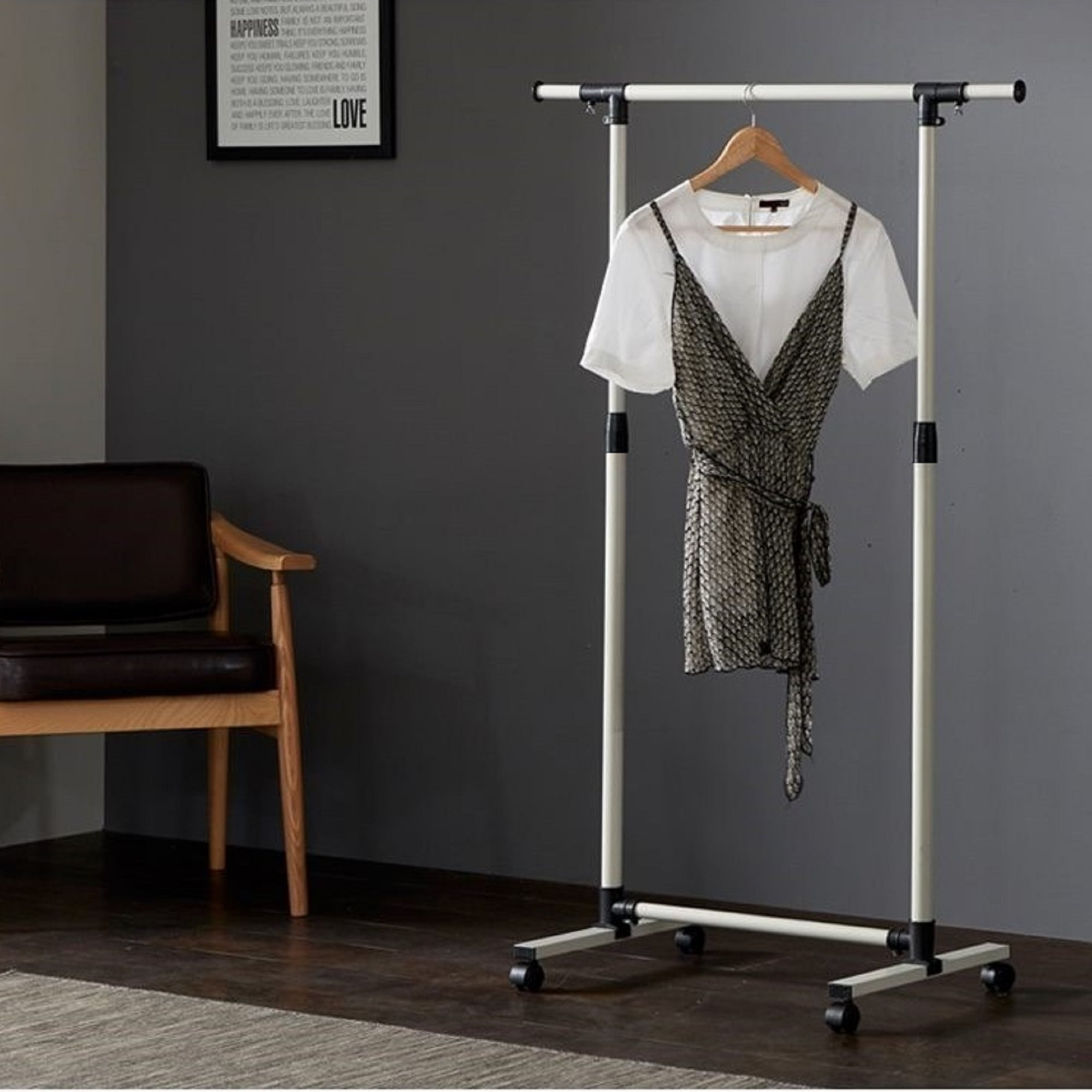 Short Clothing Racks for Hanging Clothes with Bottom Shelves and Wheels ...