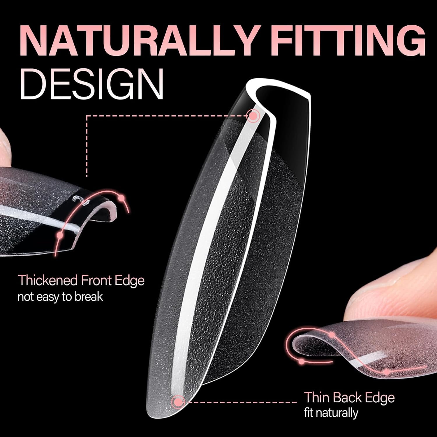 Short Coffin Nail Tips Clear Gelly Nails Tip Half Matte Full Cover Tips ...