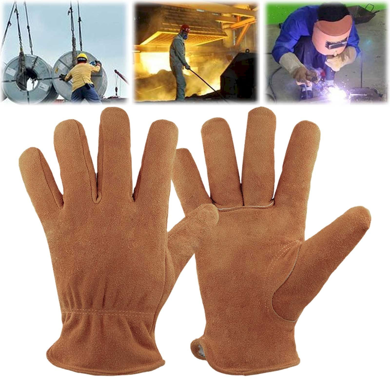 Short Cowhide Welding Gloves For Heavy-Duty Welding - Coffee - Full ...