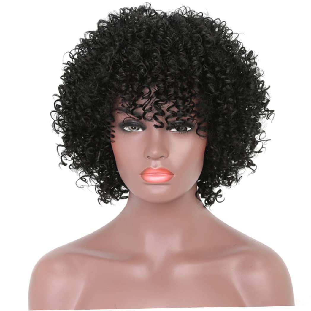 Short Curly Human Hair Wig, Brazilian Remi Hair Full Head Curly, Bob ...