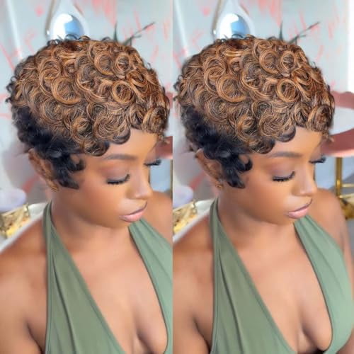 Short Curly Pixie Cut Wigs for Black Women Short Bob Wig for Black ...