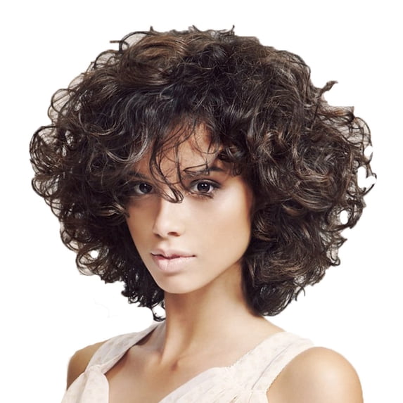 Short Curly Wavy Wig for Women, Synthetic Full Wig Natural Looking Hair ...