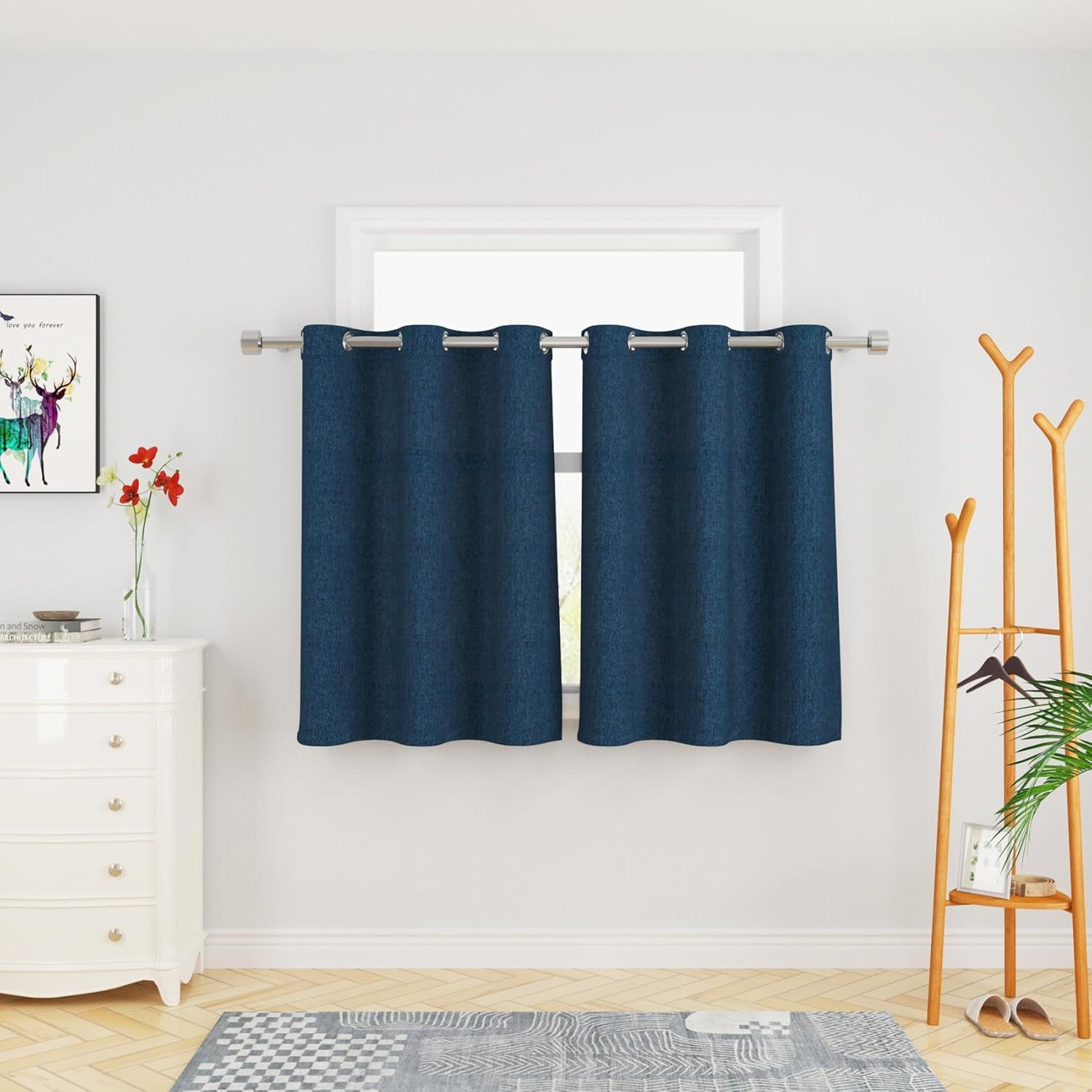 Short Curtains 36 inches Long Linen Textured Privacy Kitchen Tier ...