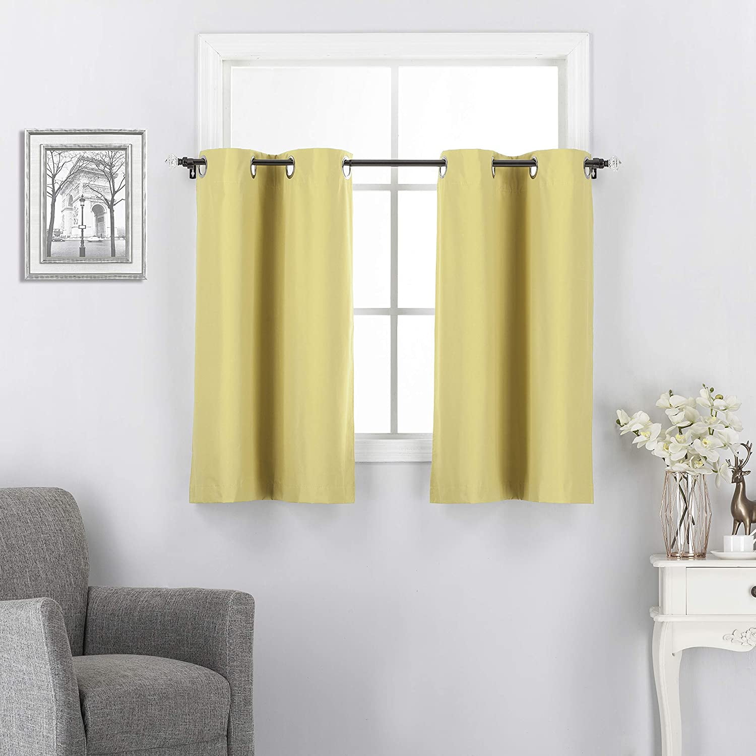 Short Curtains Blackout Tiers - Insulated Window Treatment with Grommet ...