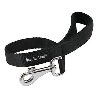 short dog leash padded handle 1" wide nylon traffic lead 18" long black ...