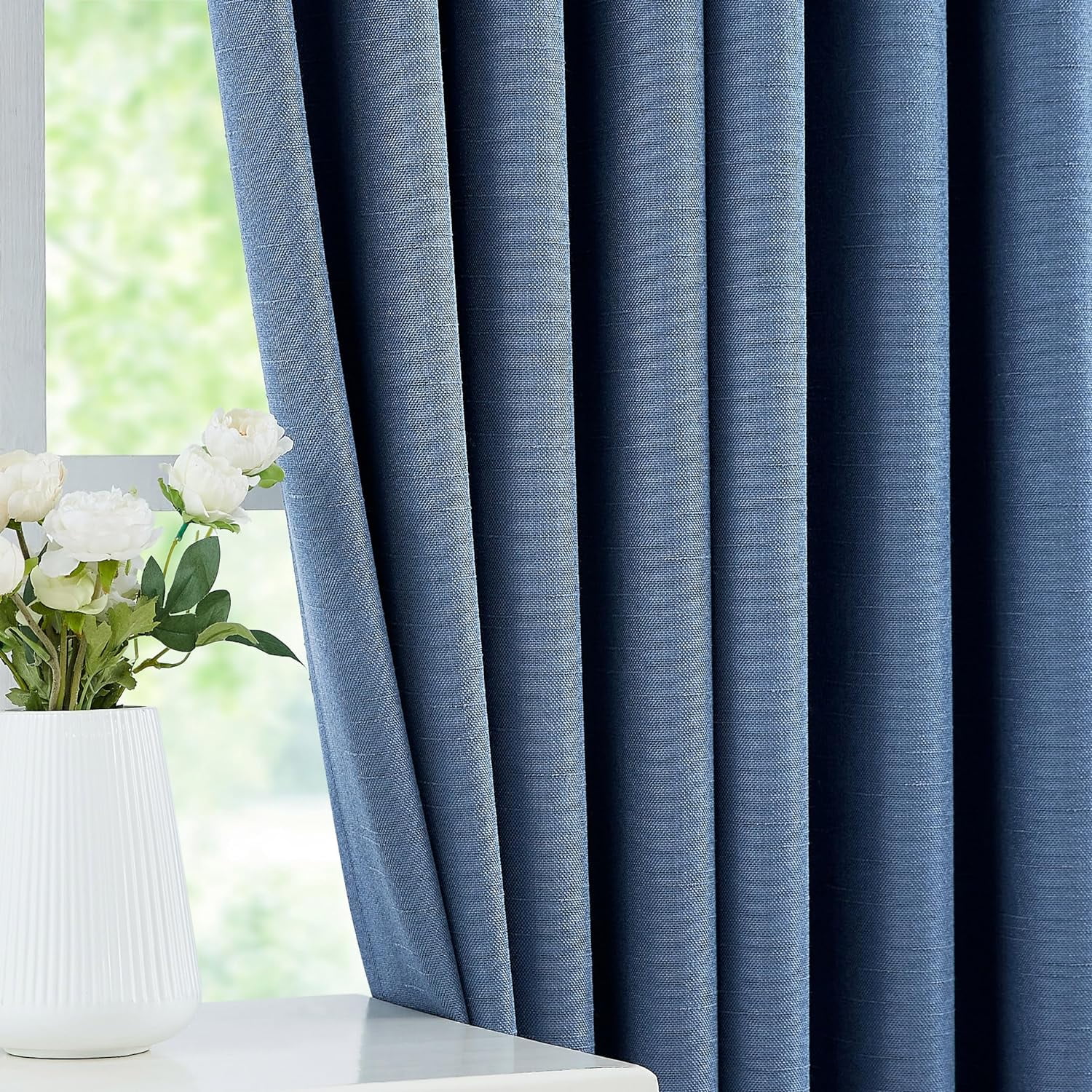 Short Dusty Blue Window Curtains 63 Inches Long Contemporary Room ...