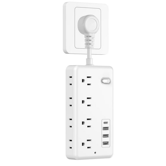 Short Extension Cord 2 Inch, Small Power Strip Flat Outlet Extender Surge Protector With 8 AC ...
