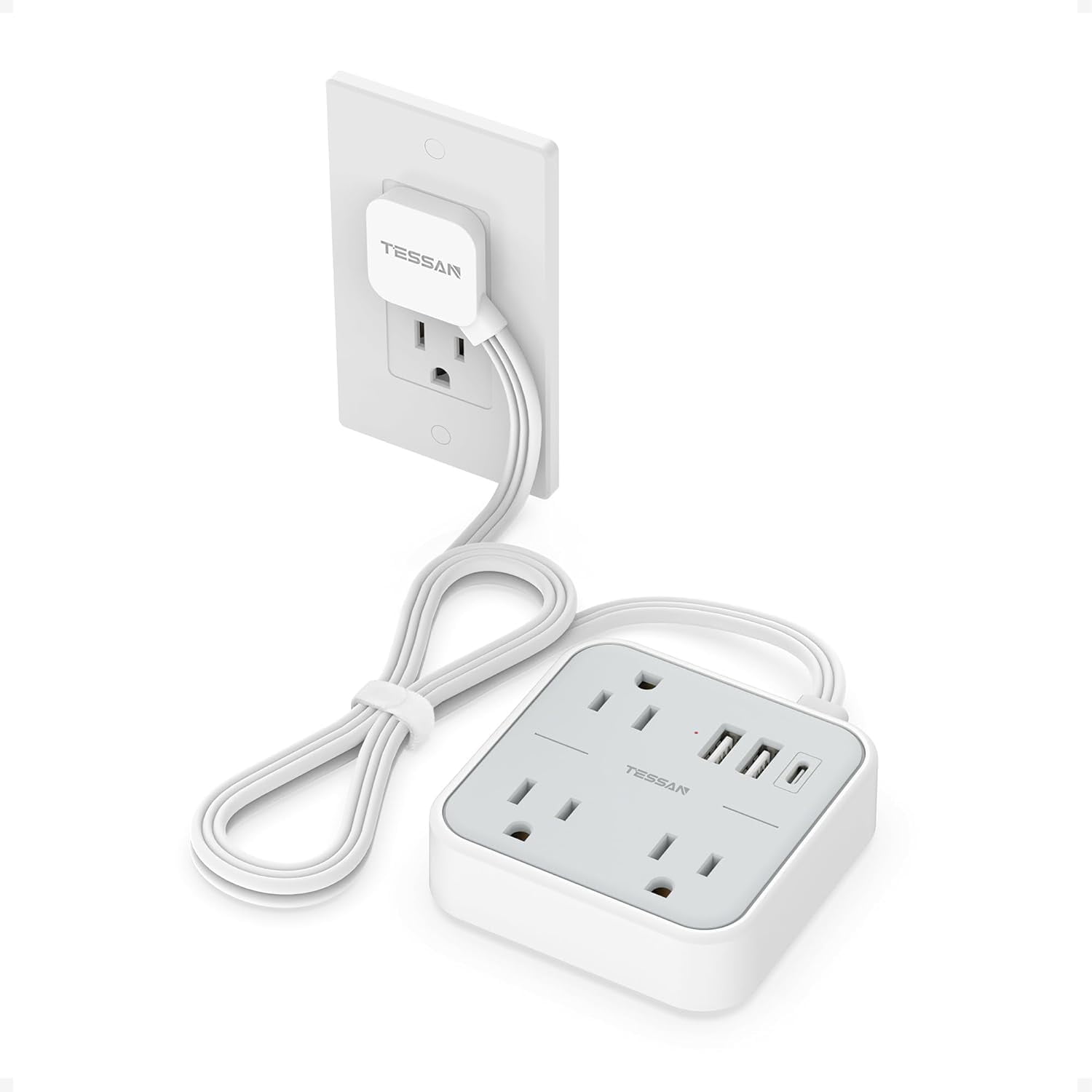 Short Extension Cord with Multiple Outlets 3 FT, Small Flat Plug Power ...