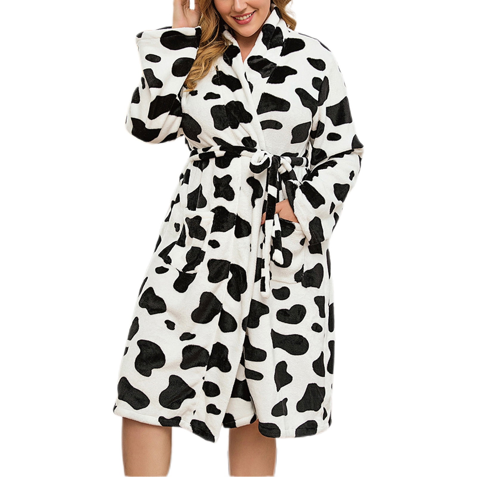 Short Flannel Robe for Women Fashion Plus Size Bathrobe Knee Length ...