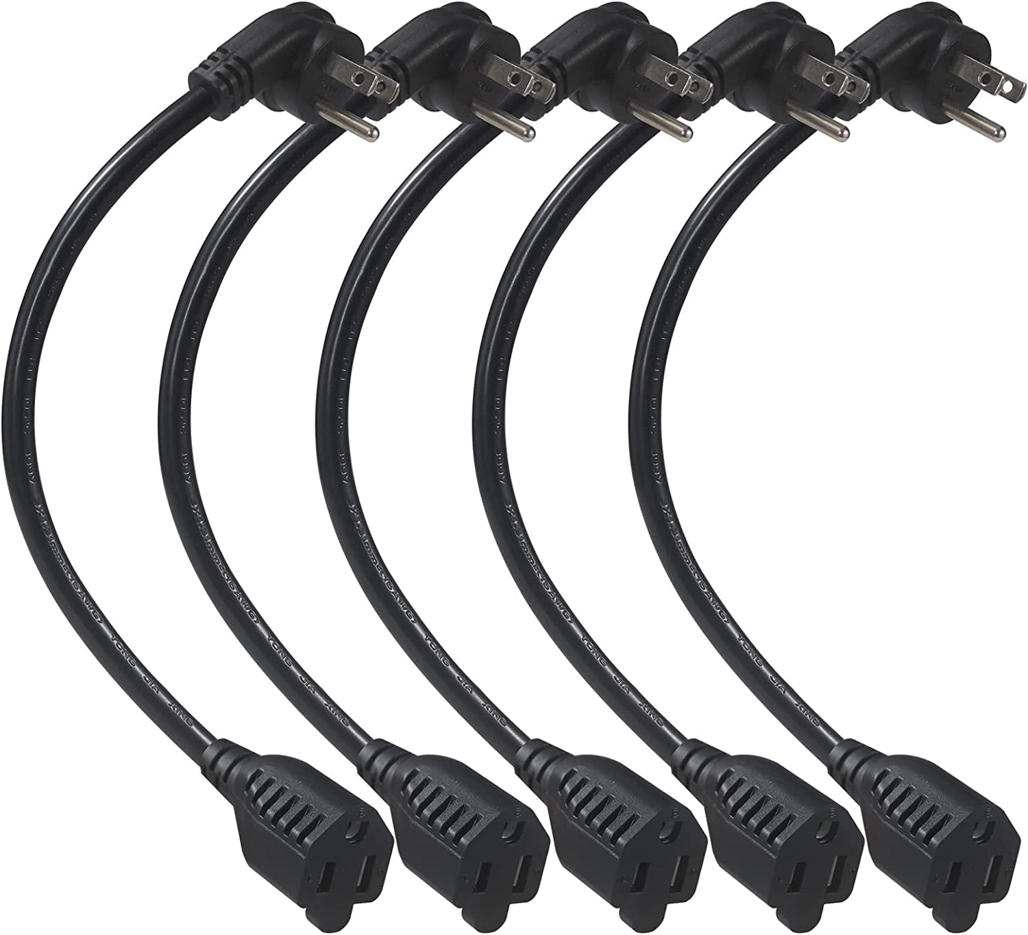 Short Flat Plug Extension Cord 1 Foot- Low Profile Angle Flat Plug ...