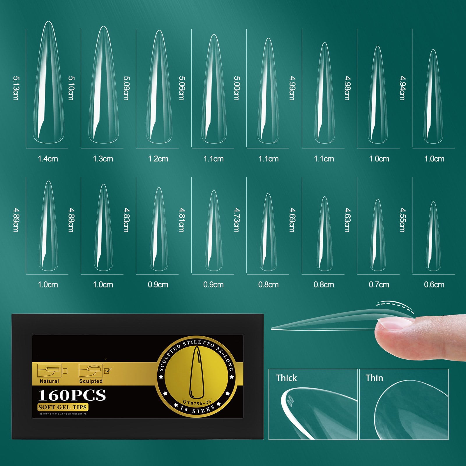 Short French Styles Gel Nails Tips Transparent Multiple Size Option Gel ...