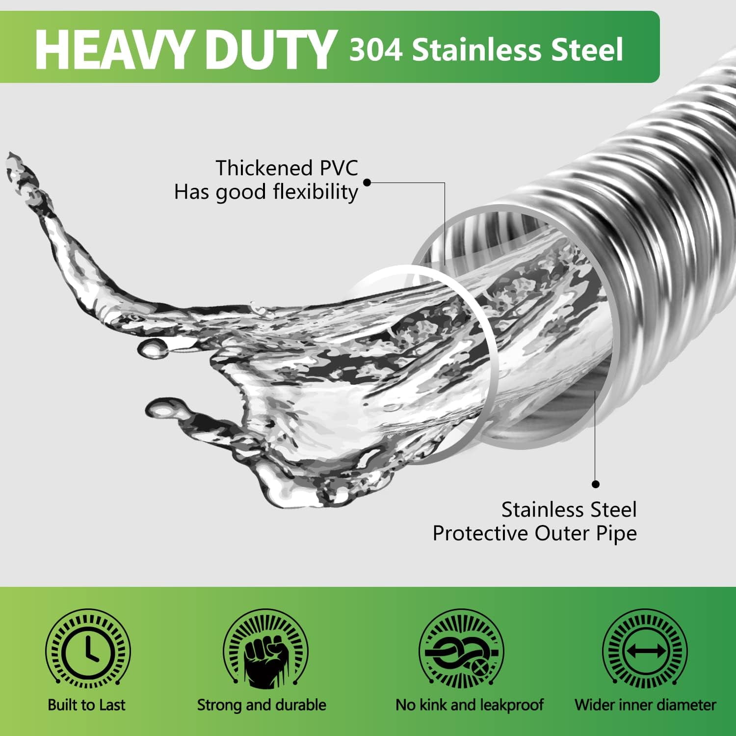 Short Garden Hose 3 Ft \u2013 Lightweight Leader Hose Extension-304 ...