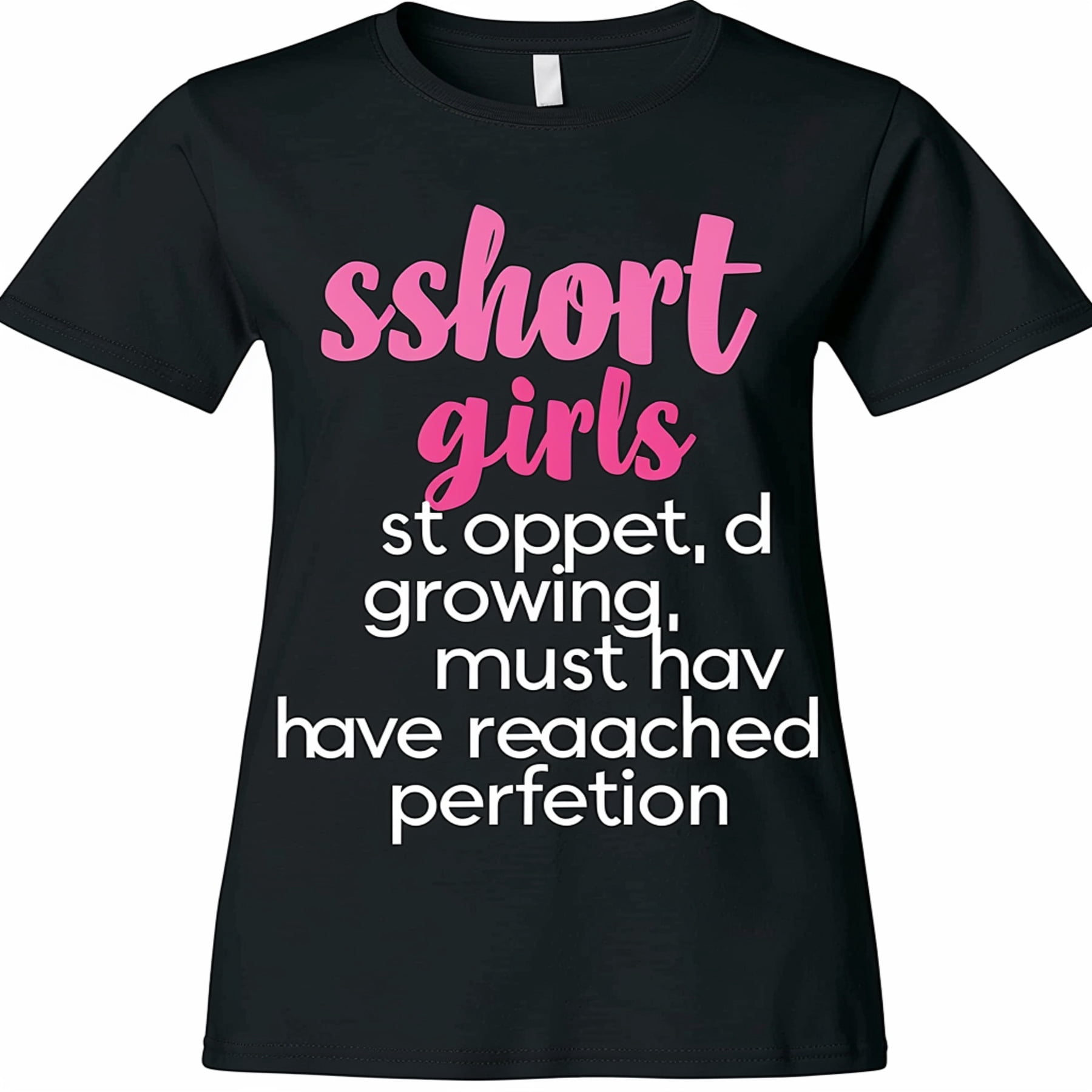 Short Girls Perfection Quote Vector Art Black T Shirt Pink Grey Theme ...