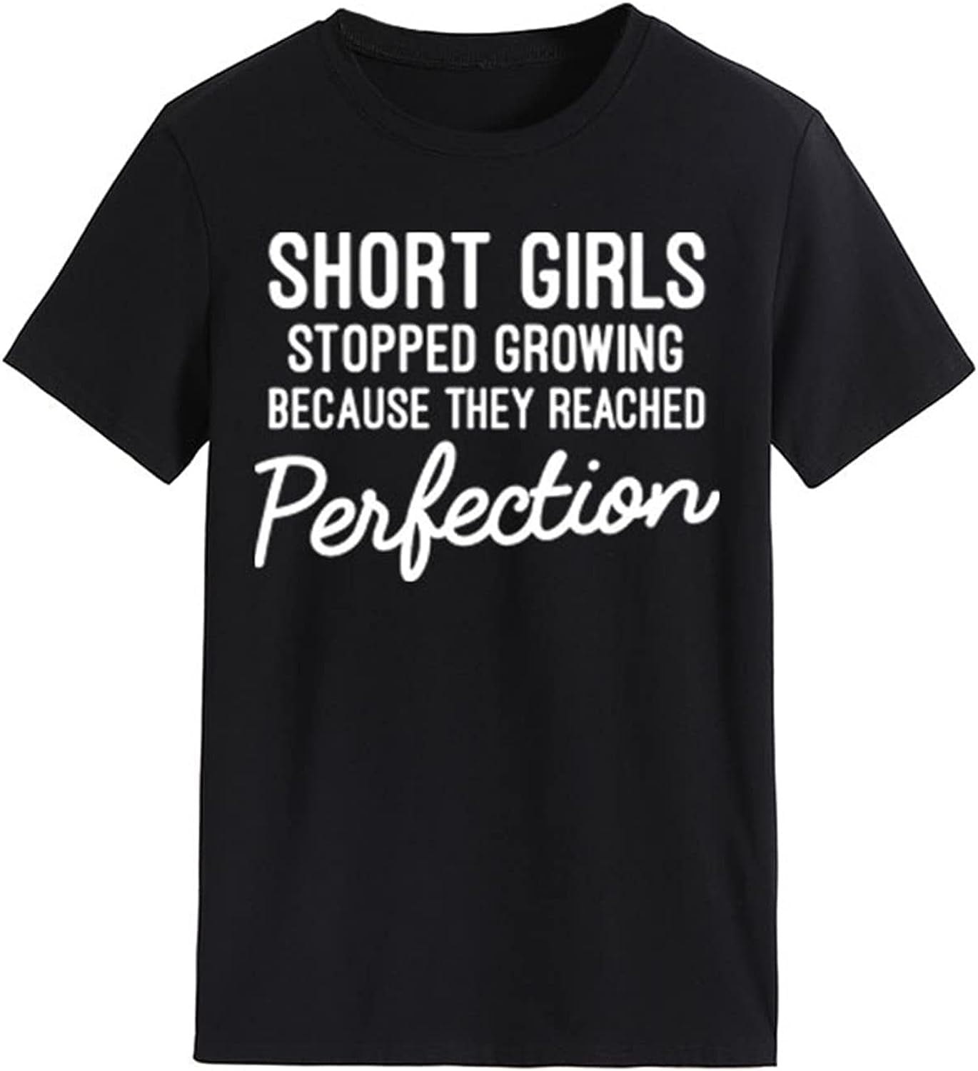 Short Girls Stopped Growing Letter T-Shirt Women's Short Sleeve Printed ...