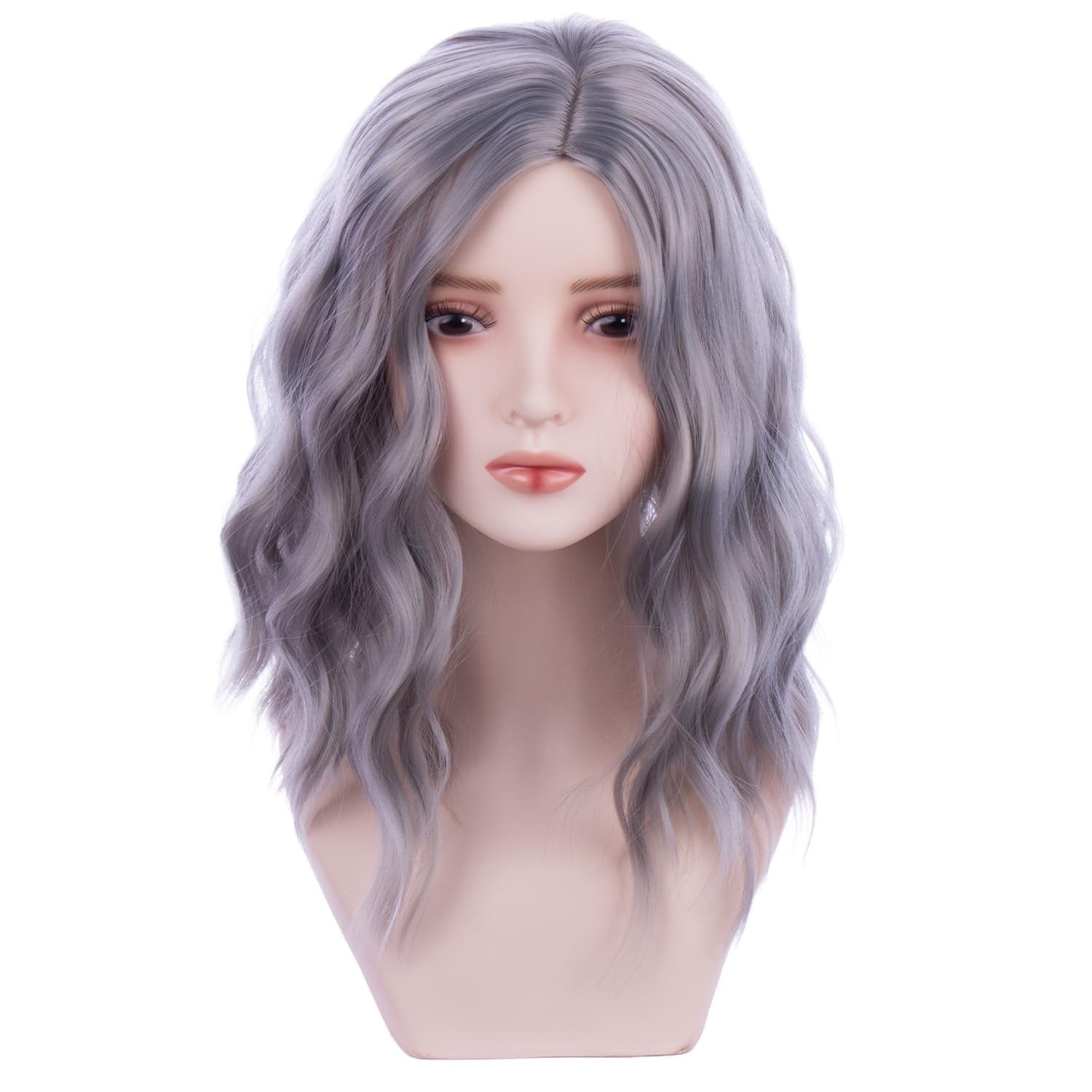 Short Gray Wig for Child Grey Wavy Curly Wig for Girls - Walmart.com