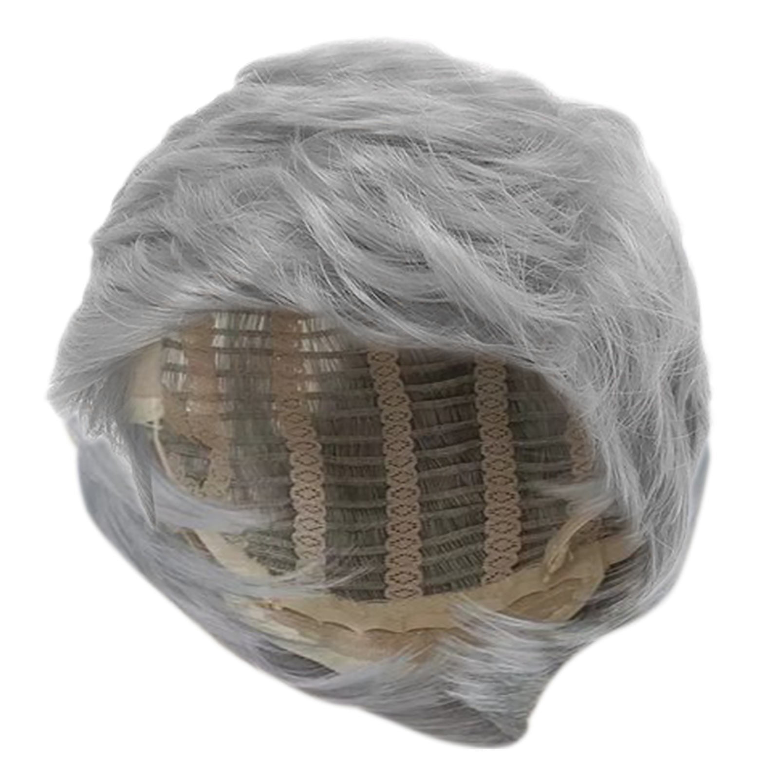 Short Grey Synthetic Heat-Fiber Wig for Men - Adjustable Straps ...