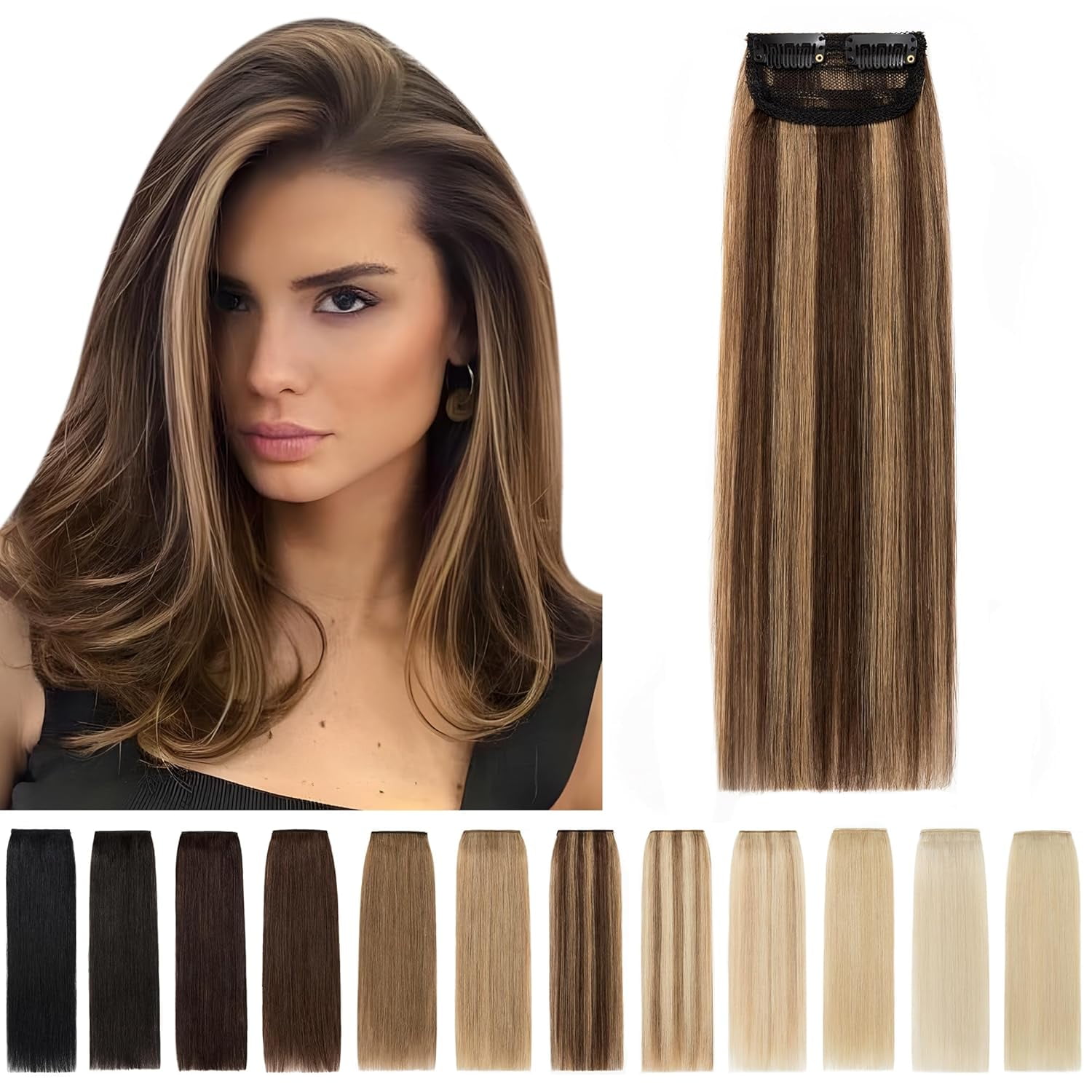 Short Hair Extensions Clip in Human Hair 8 Inch Hairpiece Human Hair ...