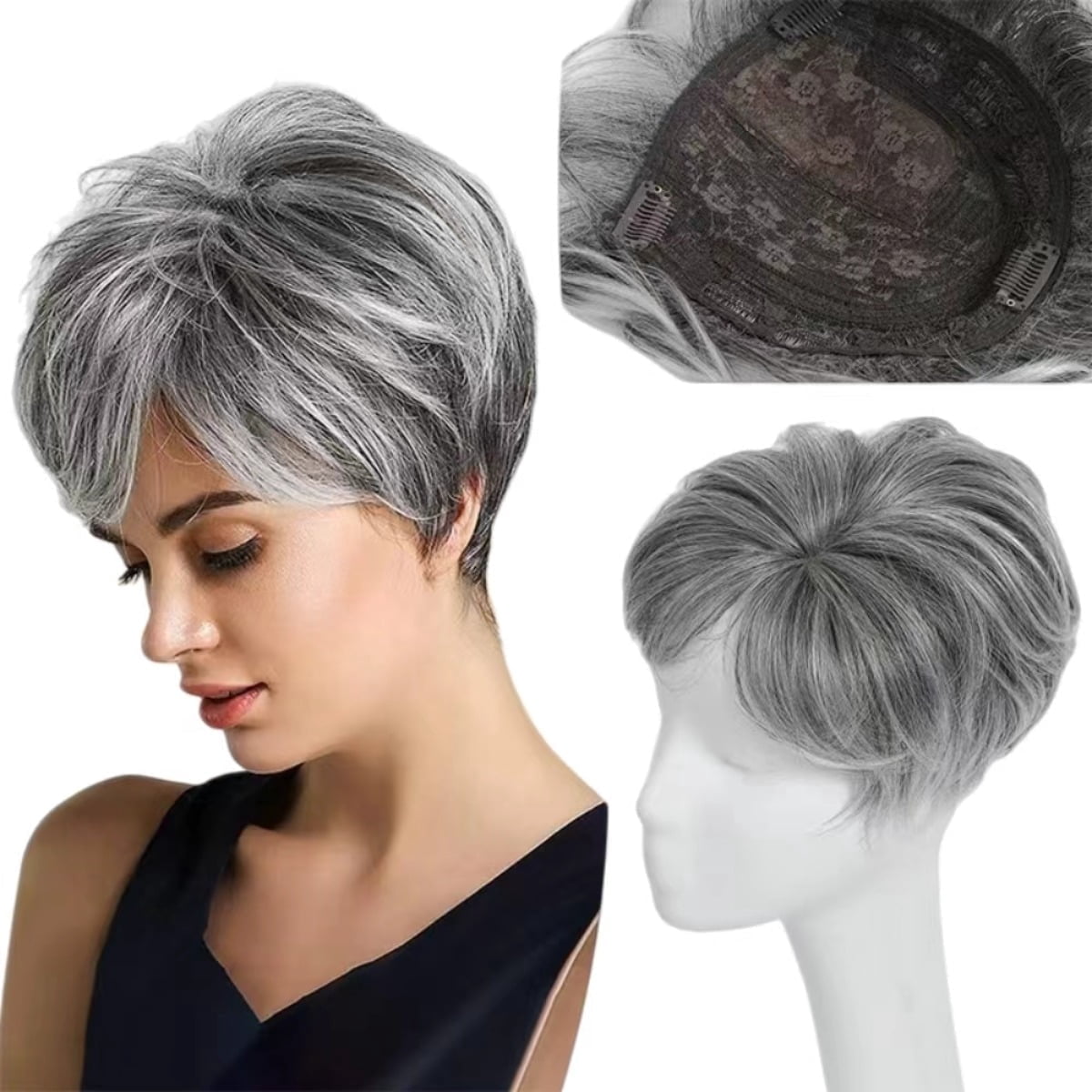 Short Hair Topper for Thinning Hair 5.5 Inch Short Pixie Cut Toppers ...