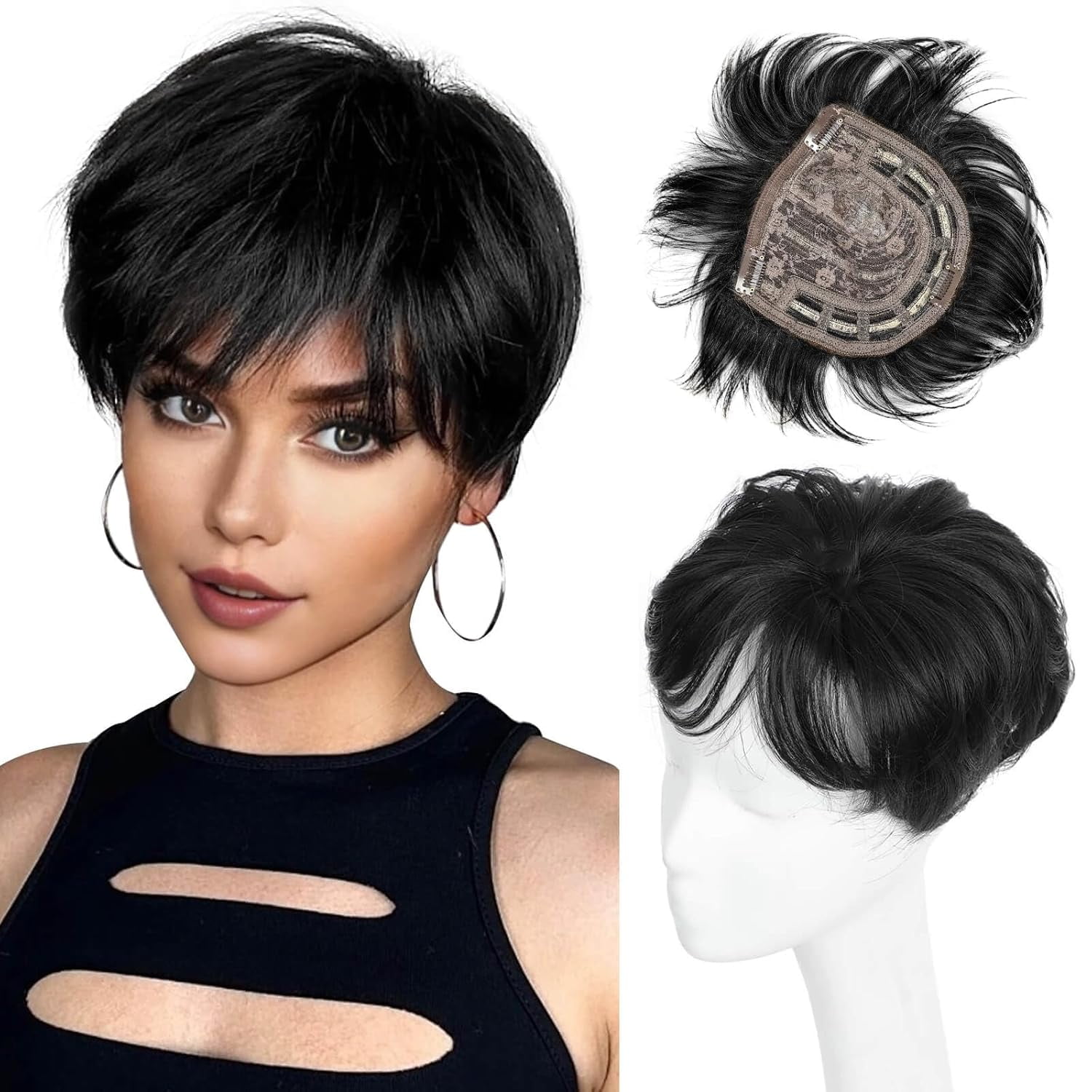 Short Hair Toppers for Women with Thinning Hair Magic Pixie Cut Toppers ...