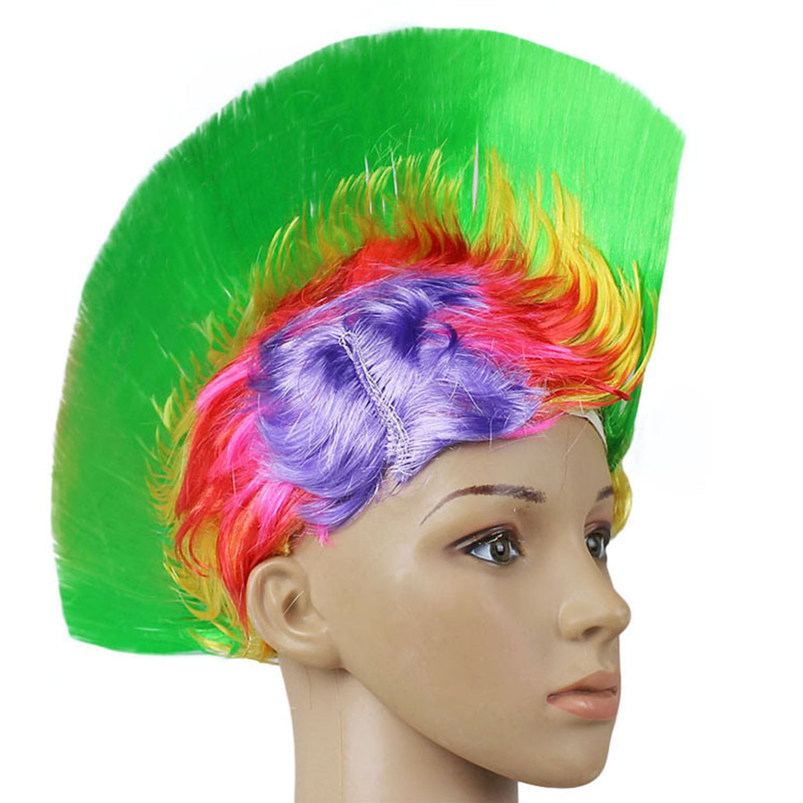 Short Hair Wigs Fashion Cocktail Rainbow Wig Curly Hair Costume ...