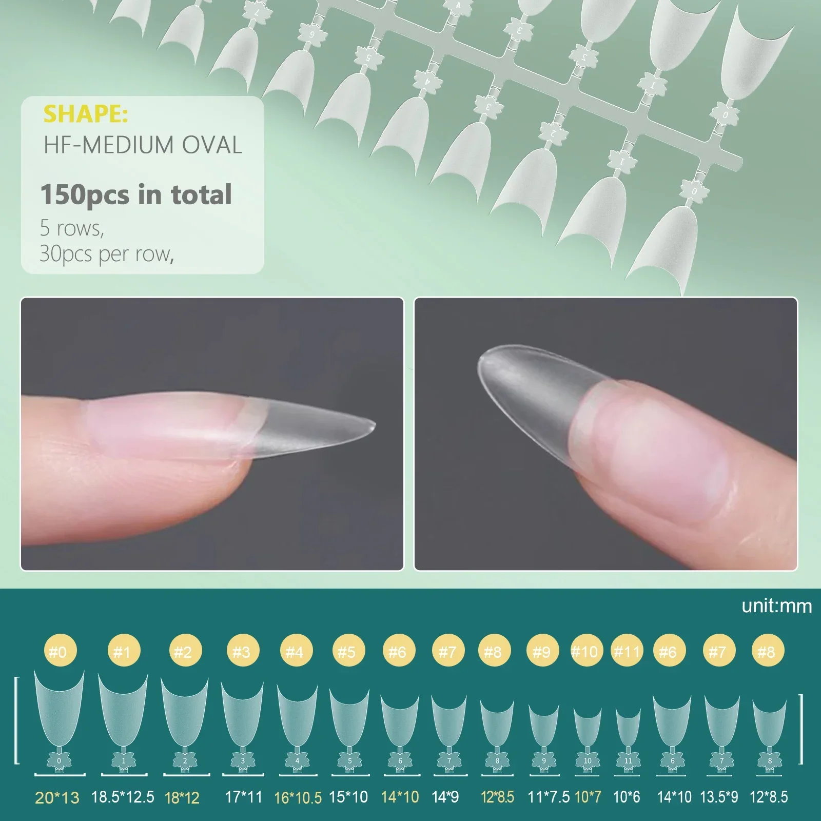 Short Half Cover False Nail Tips 150pcs Full Matte 12 Sizes No C Curve ...