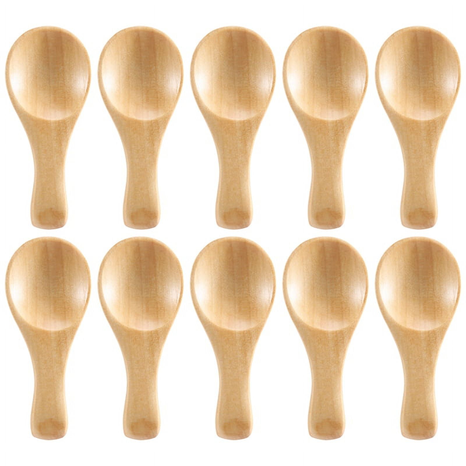 Short Handle 10 Packets of Small Wooden Spoon, Perfect for Jars Jam ...