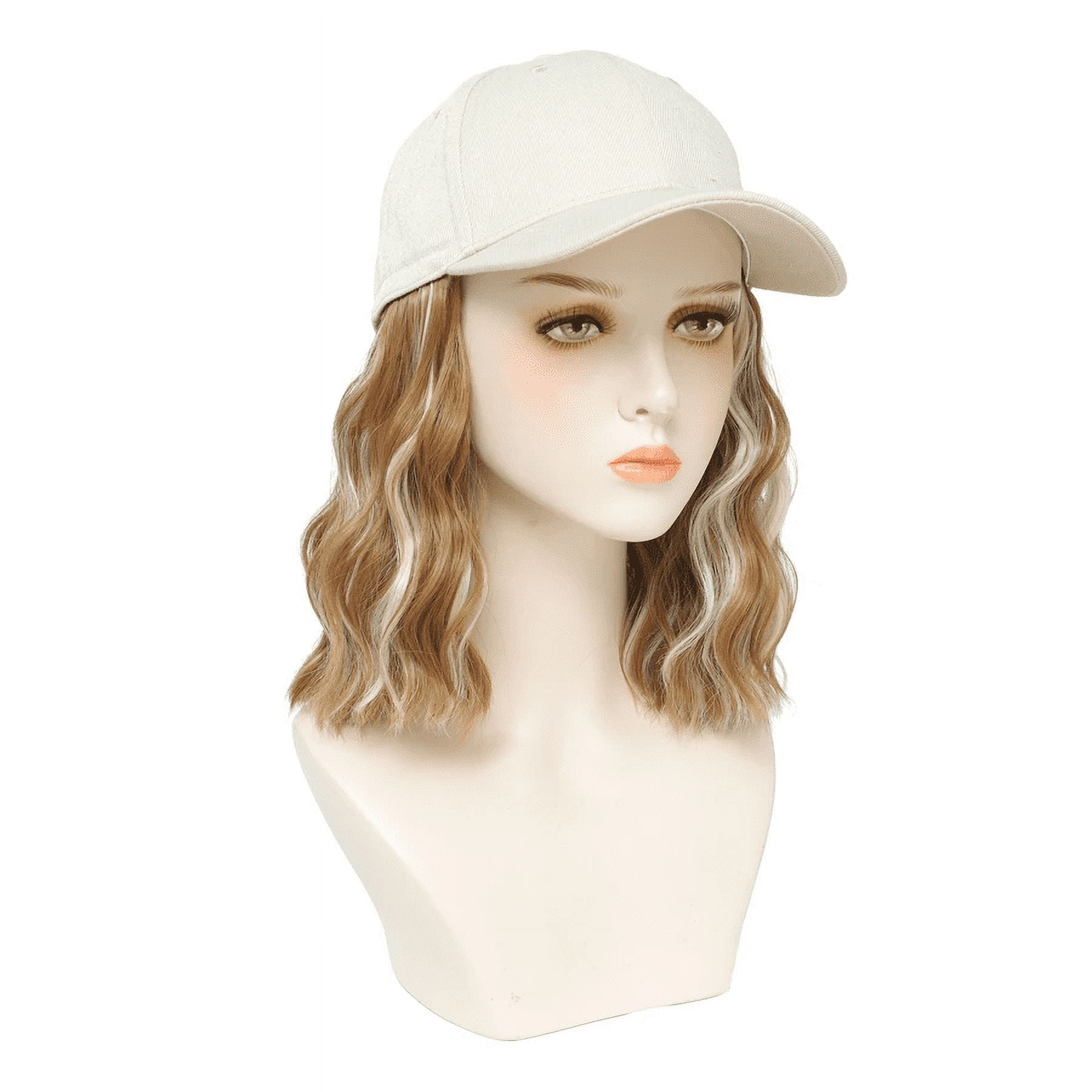 Short Hat Wig Baseball Cap with Natural Wave Hair Extensions Synthetic ...