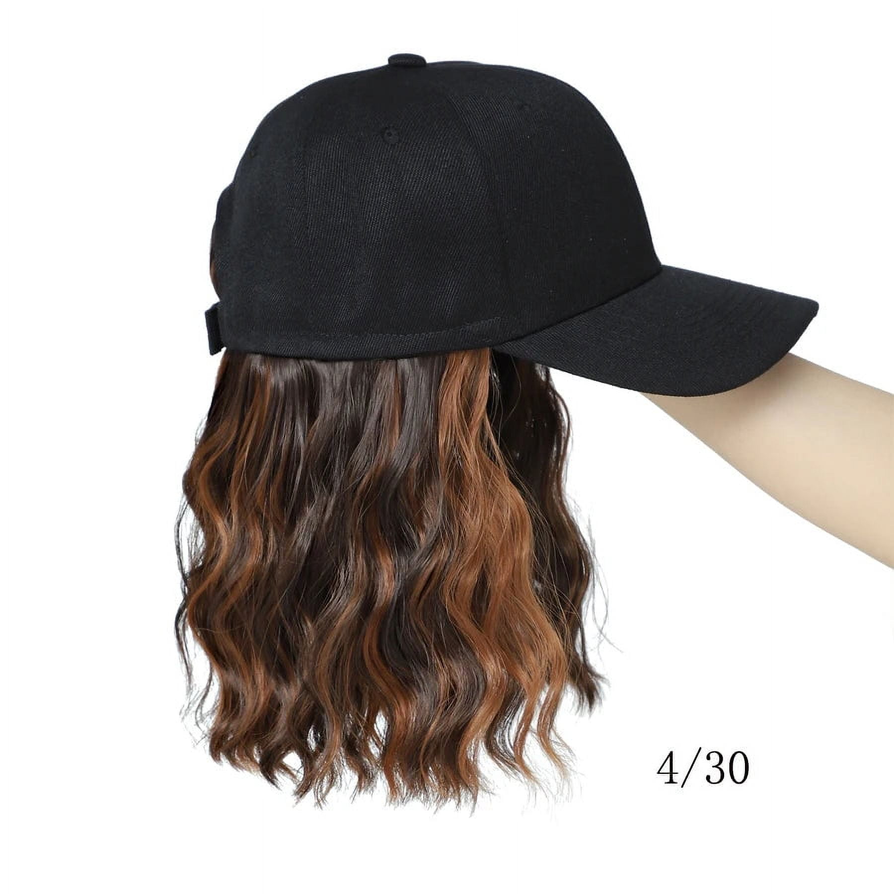 Short Hat Wig Baseball Cap with Natural Wave Hair Extensions Synthetic ...