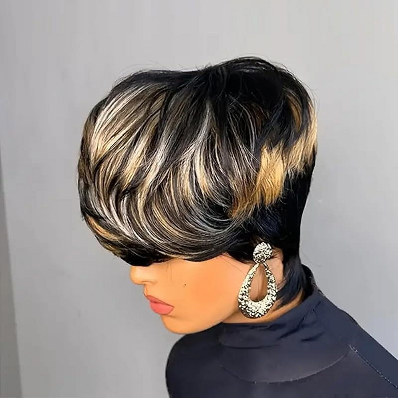 Short Human Hair Wig Pixie Cut Wig for Black Women Human Hair ...