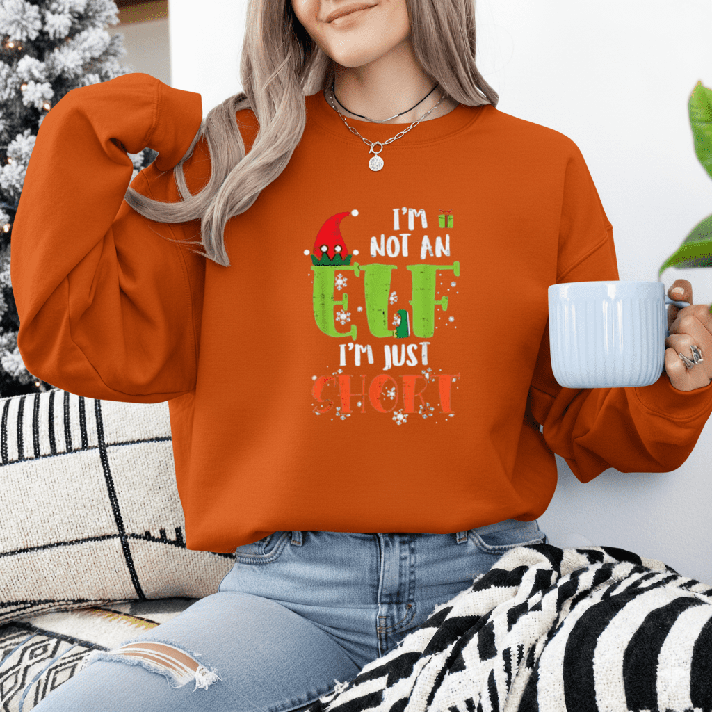 Short Humor Funny Quote Holiday Festive Elf Style Cheer Sweatshirt, up ...