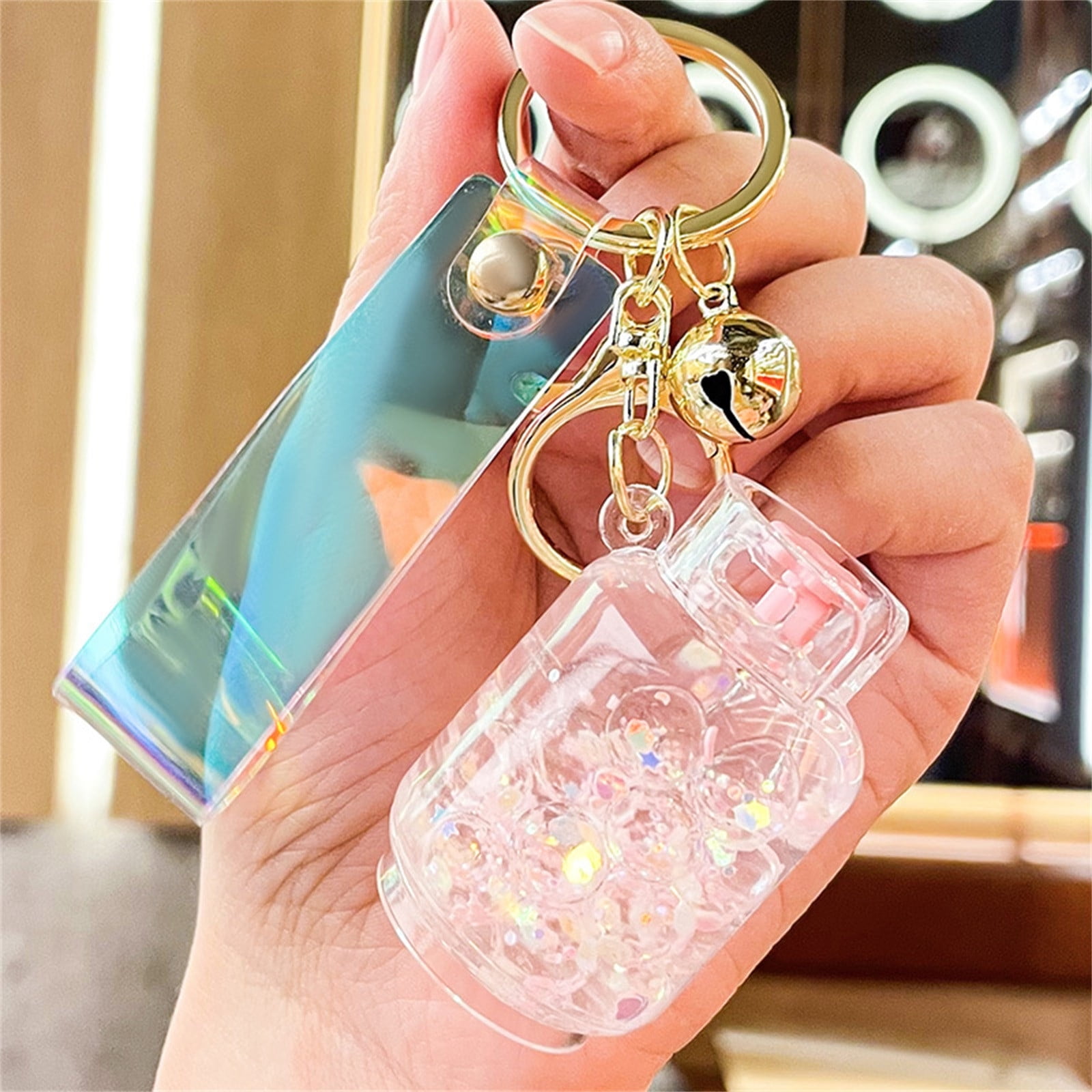 Short Lanyard for Keys Wallet with Id Holder Acrylic Luminous Into Oil ...