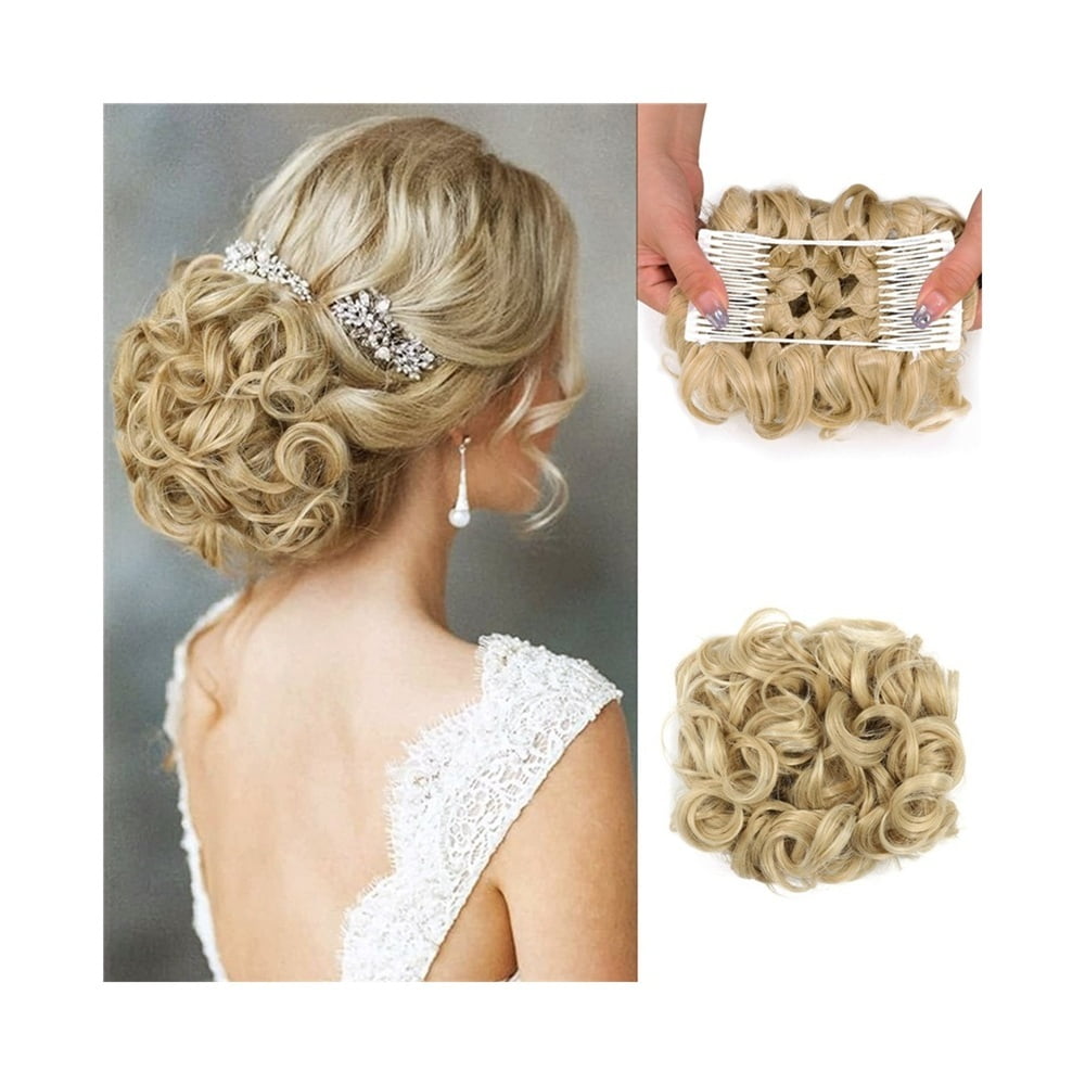 Short Messy Curly Dish Hair Bun Extension Easy Stretch Hair Scrunchie ...