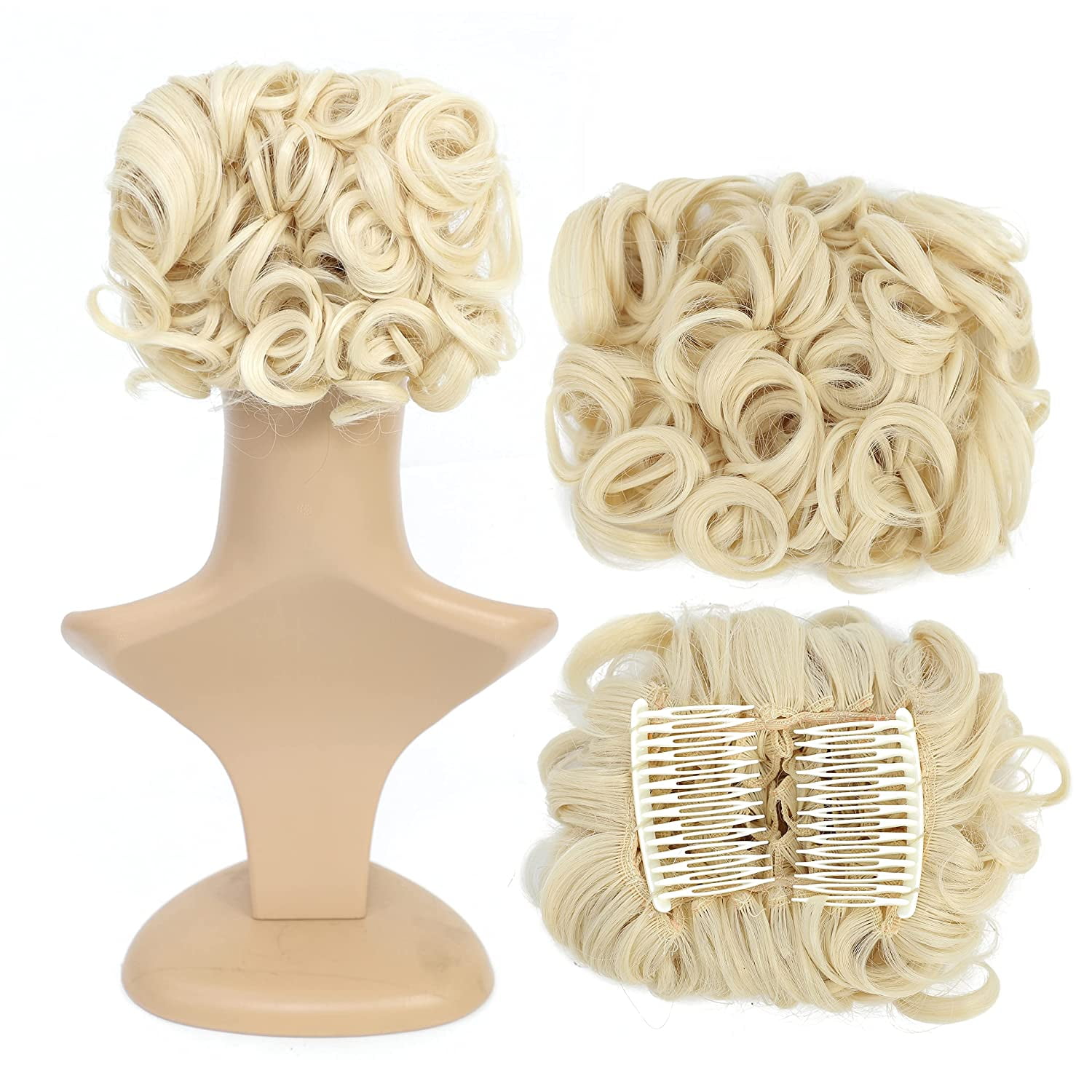 Short Messy Curly Dish Hair Bun Extension Easy Stretch hair Combs Clip ...