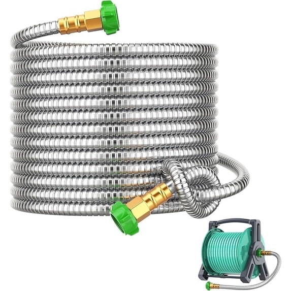 Short Metal Garden Hose 15 ft with Female to Female Connector ...