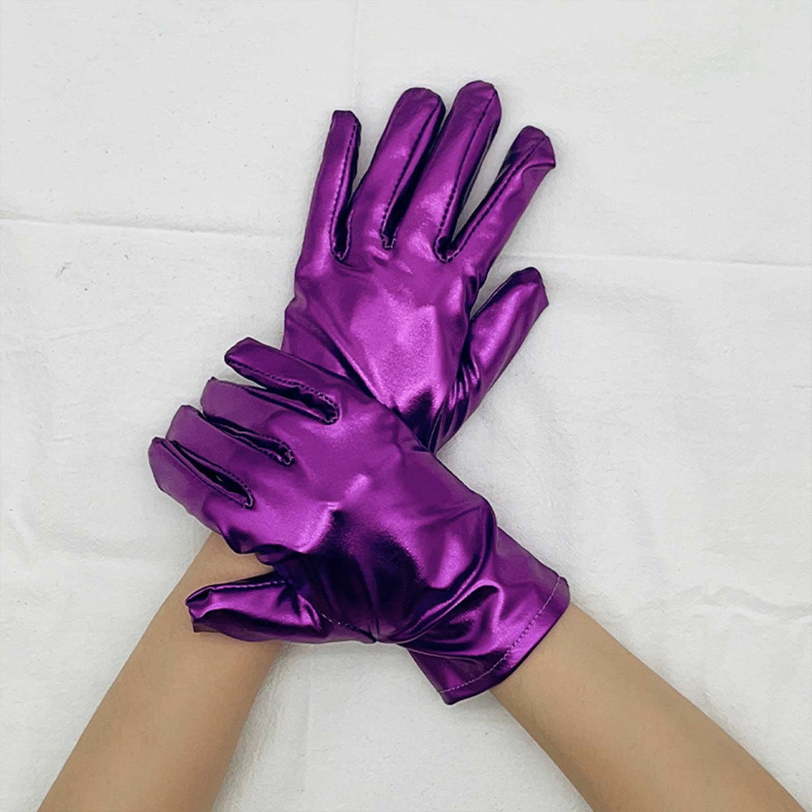 Short Metallic Gloves, Shiny Opera Cosplay Gloves for Adults, Stretchy ...