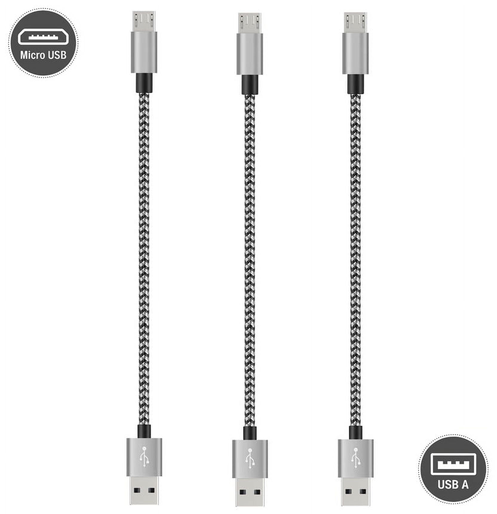 Short Micro USB Cable 8 Inch Nylon Braided Fast USB Charging Cord for ...