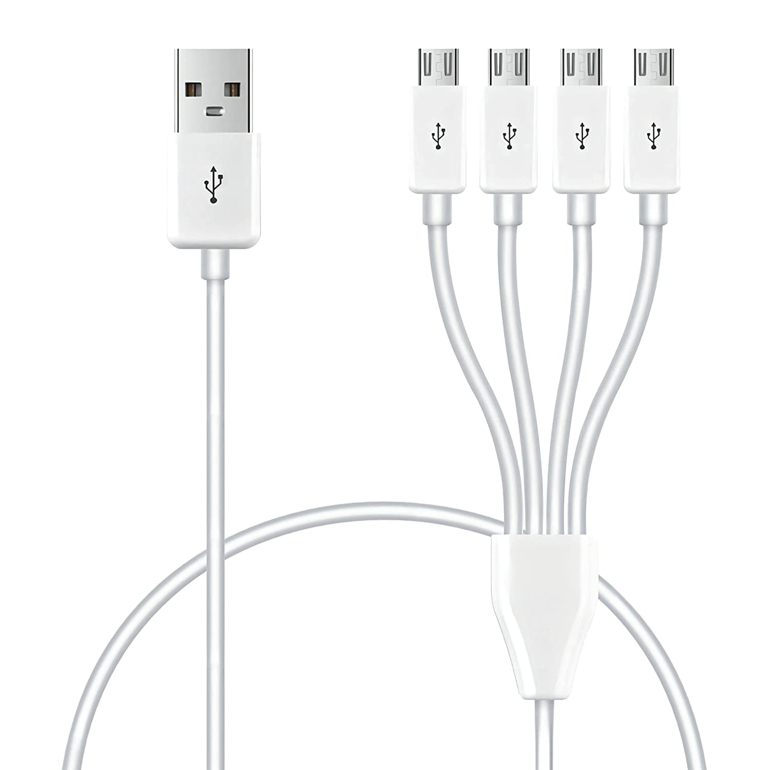 Short Micro USB Splitter Cable,4 in 1 USB 2.0 A Male to Four Micro USB ...
