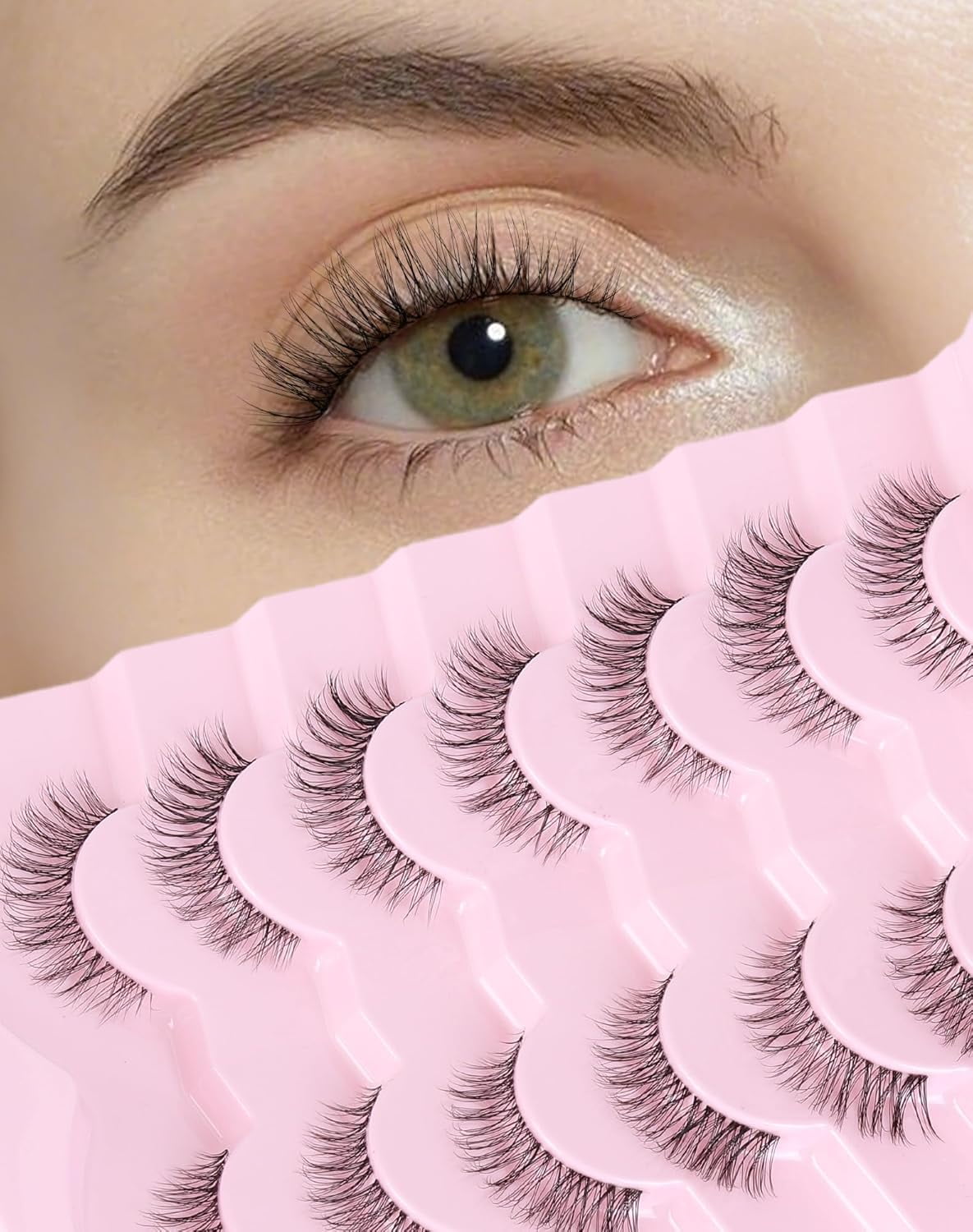 Short Natural Eyelashes Natural Fake Lashes Clear Band Lashes False ...