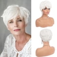Short Natural Heat Resistant Hair Wig SUCS Grey Pixie Wigs for Women ...